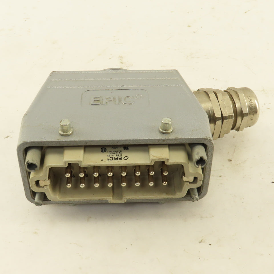 Epic H-BE 16 SS 500V 16 Pin Male Connector Side Entry Hood Assembly ...