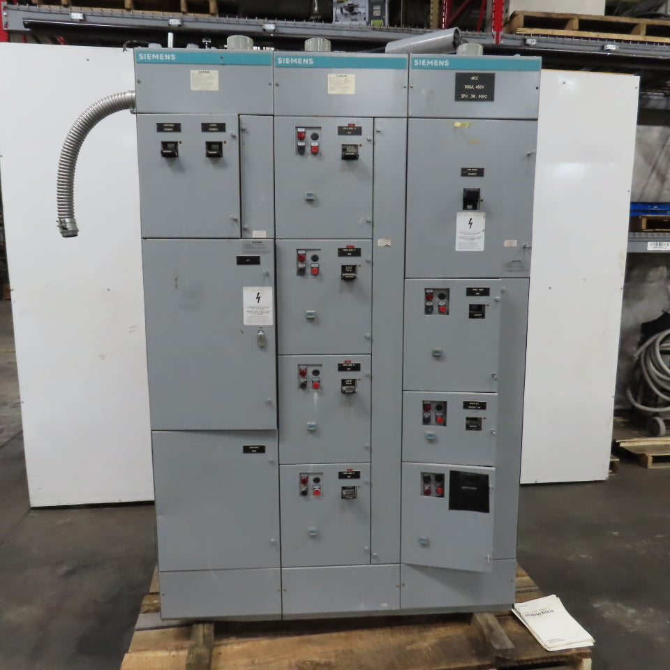 Siemens Marq 600A Motor Control Center MCC 480V 3PH 3W 60HZ (7 Buckets ...