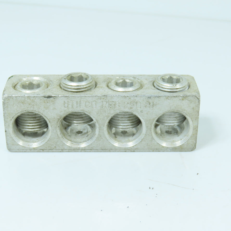 UTILCO PED 250 RH 4-Port Aluminum Power Distribution Lug Block 250 MCM ...