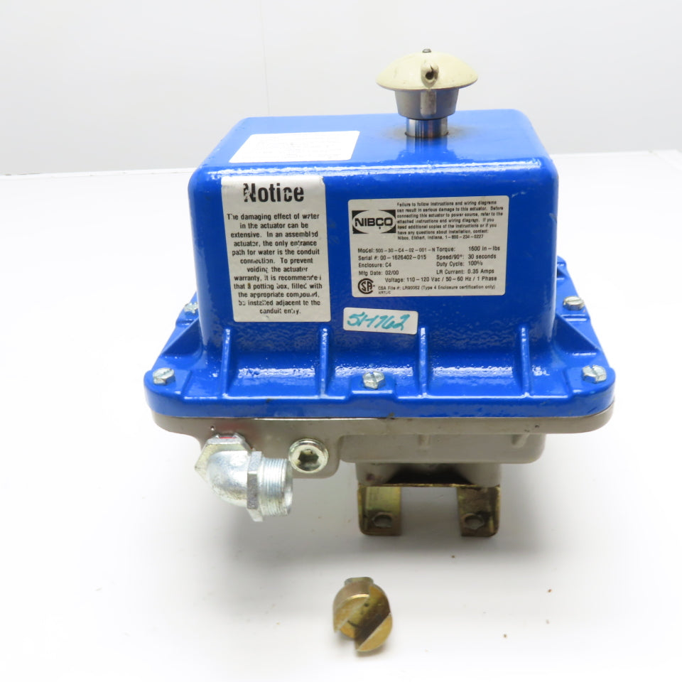 NIBCO 500-30-C4-02-001-N 1600 in-lbs. Electronic Valve Actuator ...