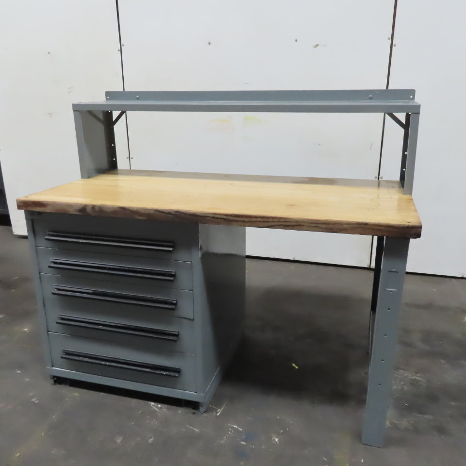 Stanley Vidmar 60" x 30" Butcher Block Work Bench Desk 5 Drawer Storag ...